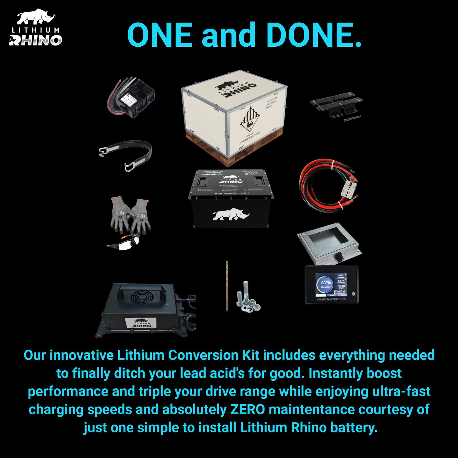 36V 105ah Lithium Rhino Conversion Kit Drive 50 Miles on a Charge